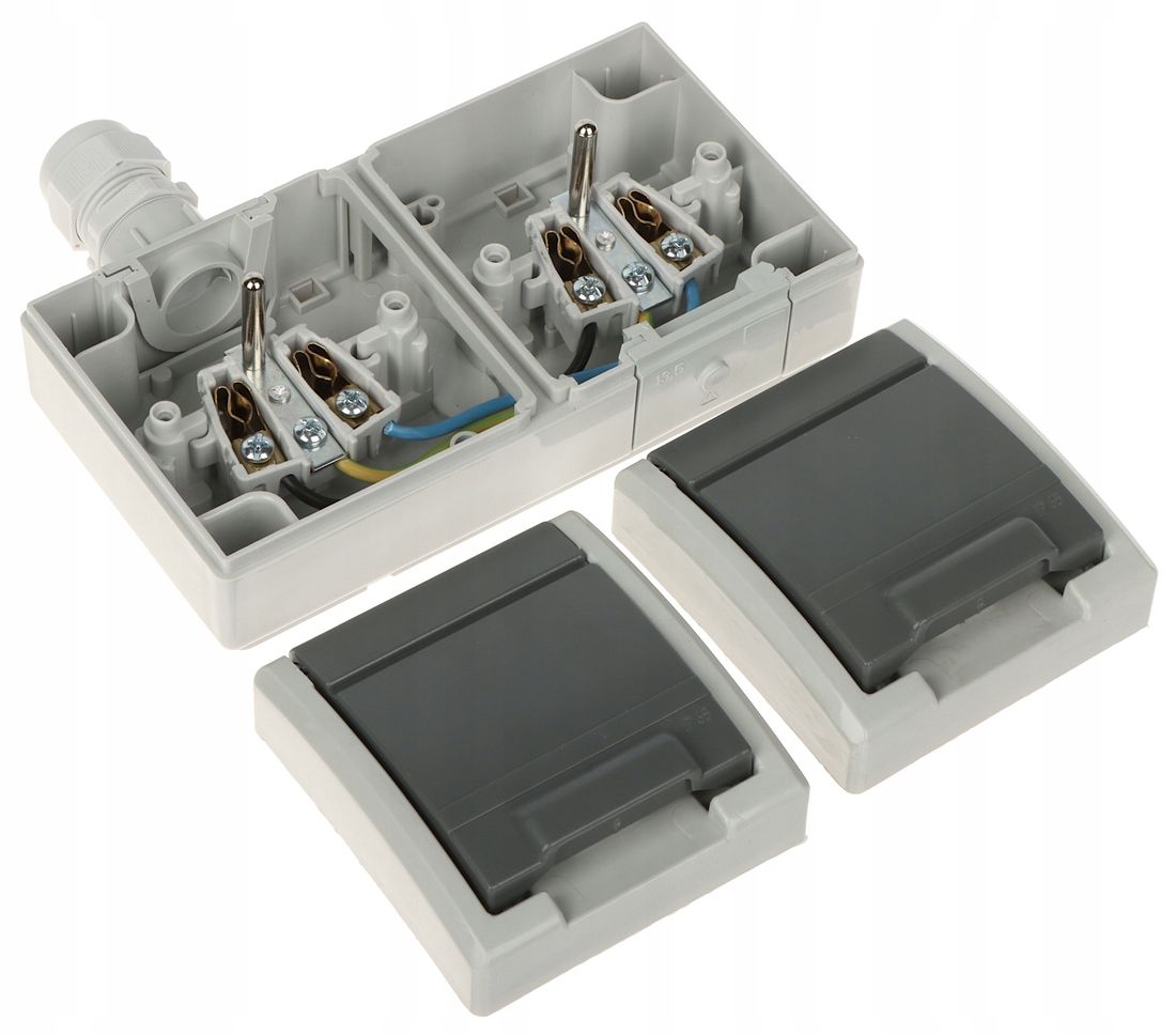 GNIAZDO NATYNKOWE PODWÓJNE AQUANT-G2/V1/EPN 230 V AC IP65 Elektro-Plast ...
