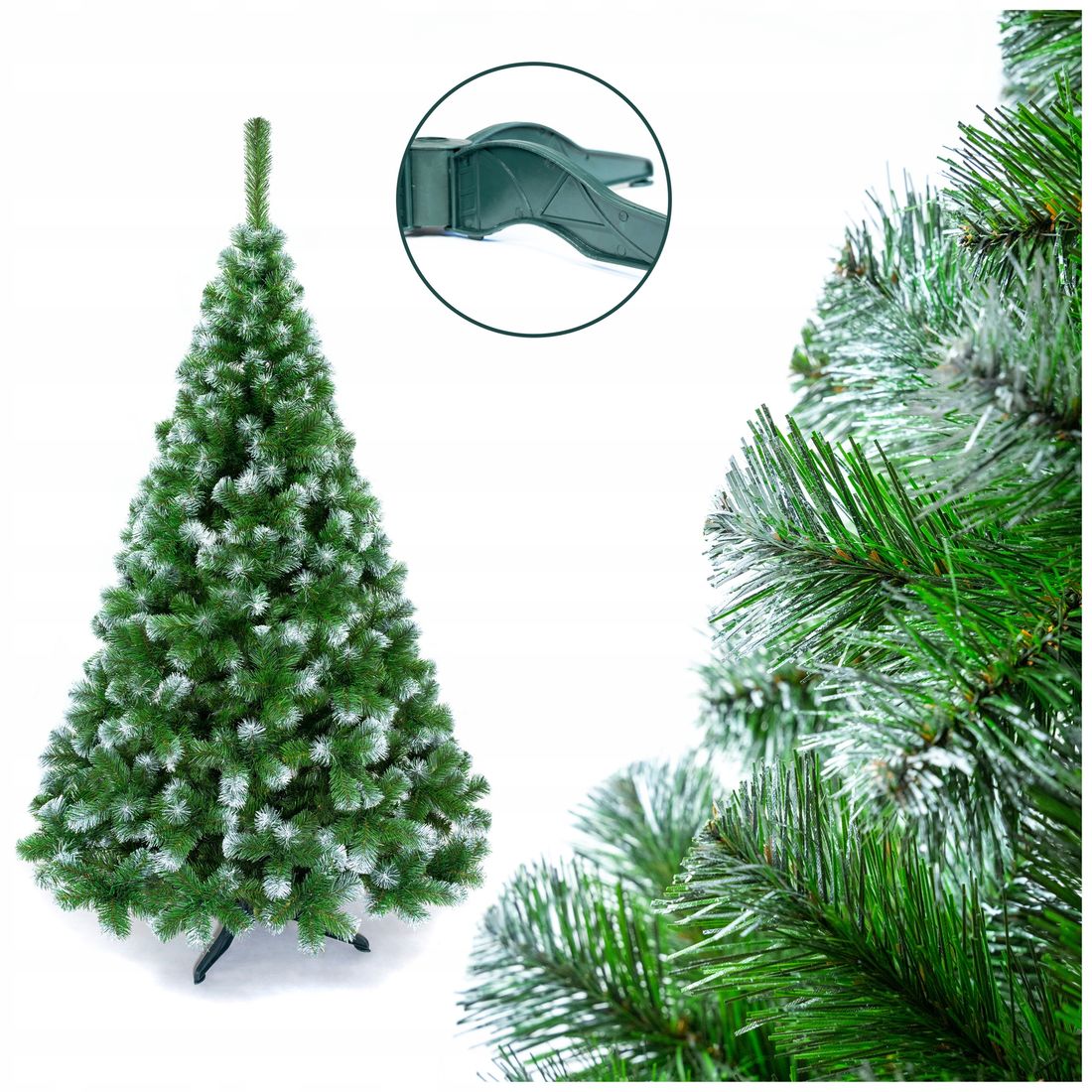 Choinka sztuczna PREMIUM JODŁA 220cm Na Stojaku Zielona JAK ŻYWA ...