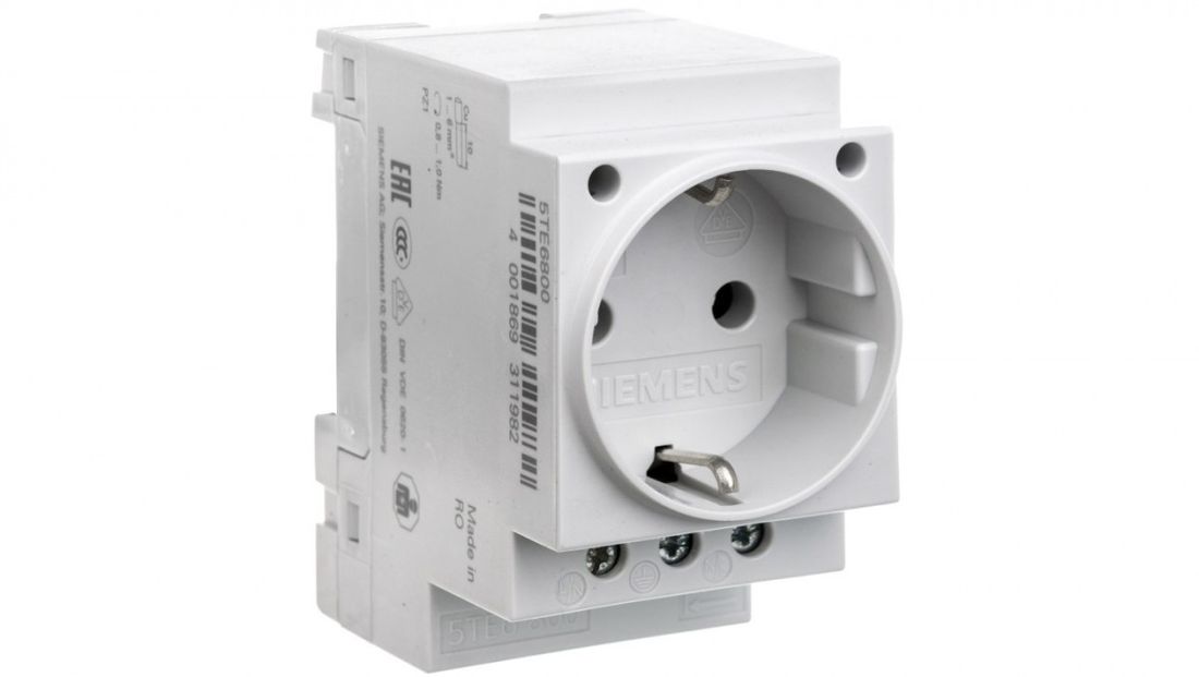 Gniazdo modułowe 2P+Z 16A 230V Schuko na szynę 5TE6800 - ERLI.pl
