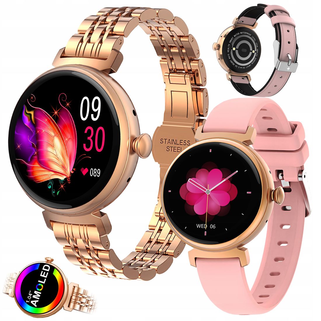 SMARTWATCH DAMSKI DLA KOBIETY CIŚNIENIE ROZMOWY AMOLED PL - ERLI.pl