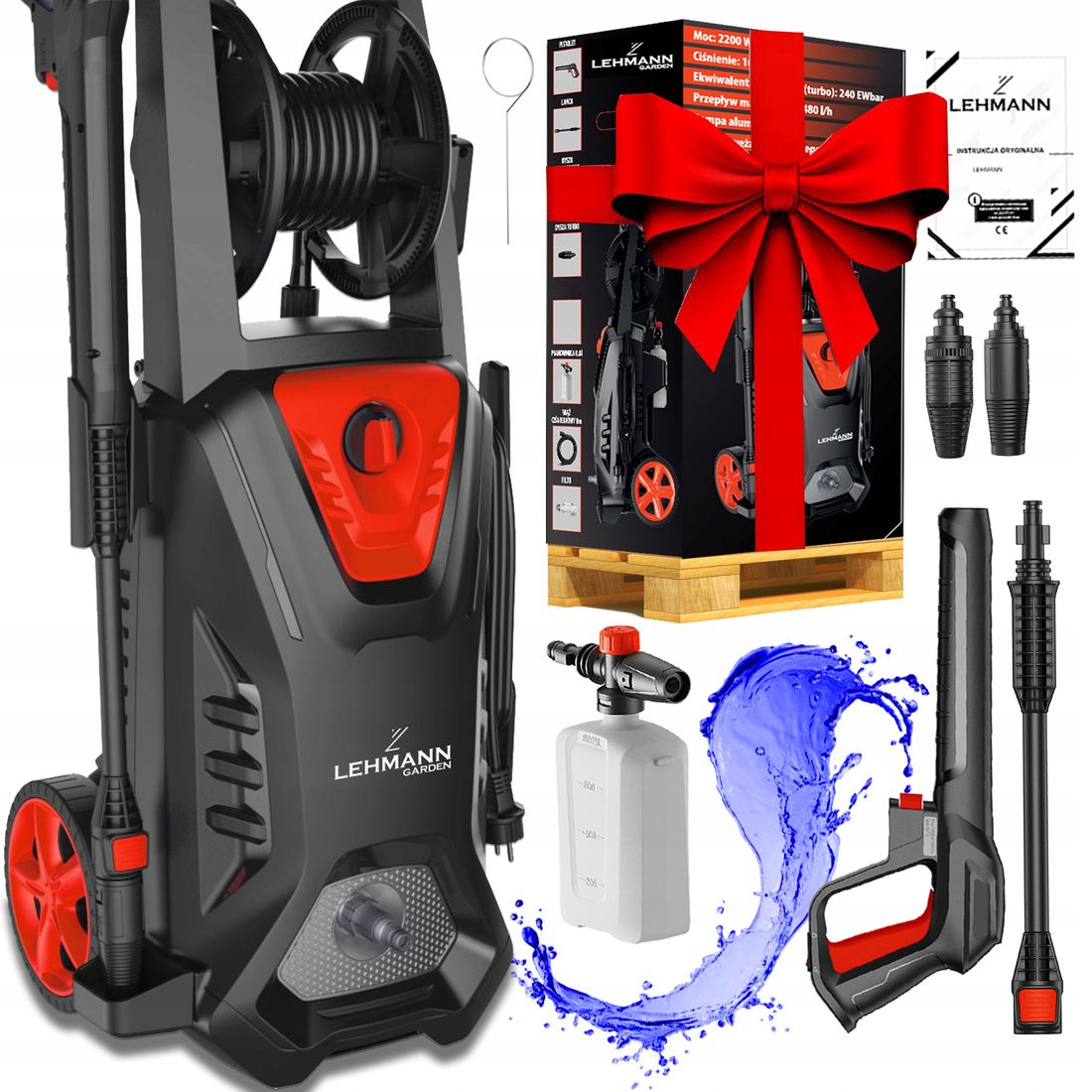 MYJKA CIŚNIENIOWA LEHMANN 290 BAR MOC 2200W ZESTAW 2024 - ERLI.pl