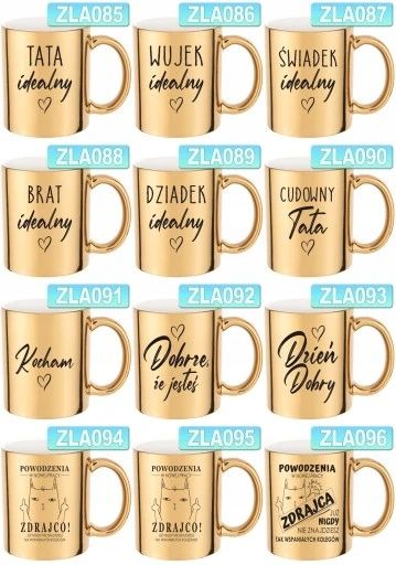 KUBEK ZŁOTY LUSTRZANY ELEGANCKI STYLOWY DLA ZIĘCIA PREZENT NA URODZINY - ERLI.pl