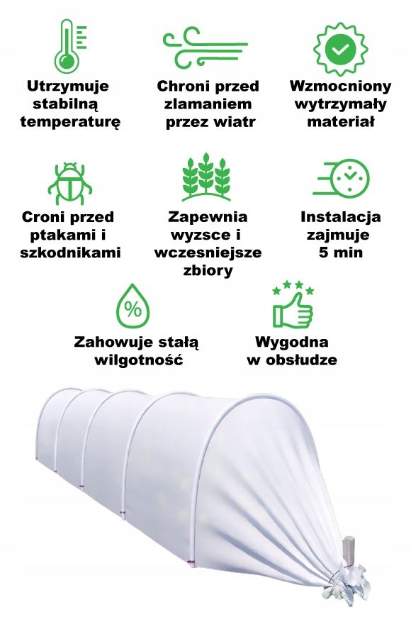 Szklarnia Mrozoodporny Uniwersalny tunel agrofibrowy - Mega Garden 3m ...