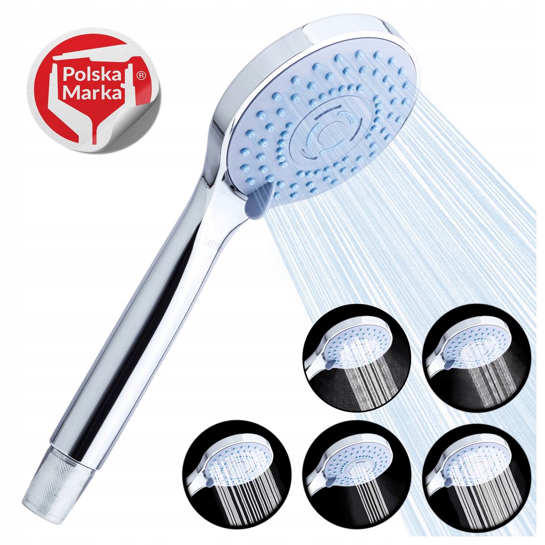 Słuchawka prysznicowa ANTI CALC 5 funkcji OSZCZĘDNA mocny strumień ...