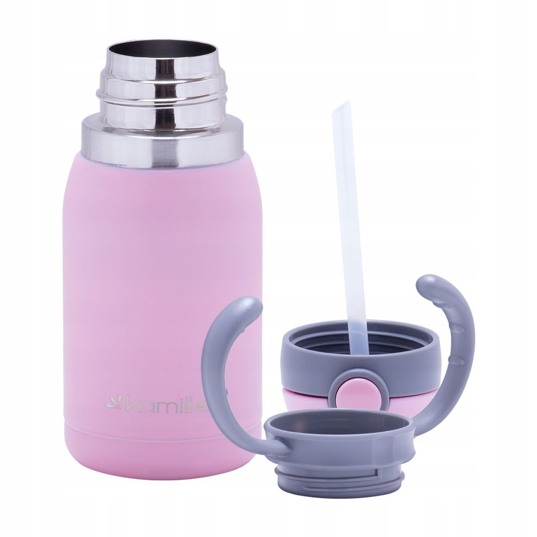 KUBEK TERMICZNY TERMOS DLA DZIECI Z UCHYTAMI 300ml RÓŻOWY - ERLI.pl