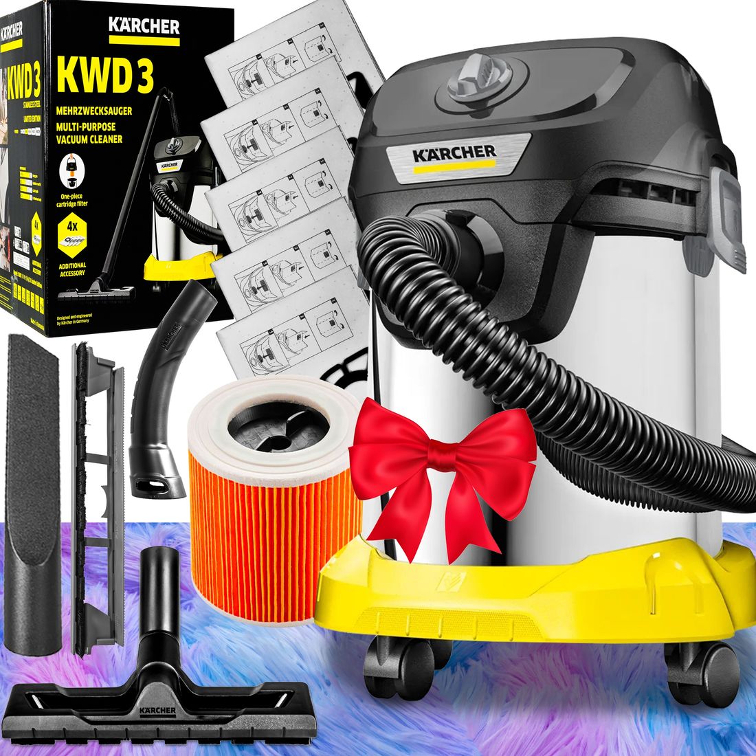 ODKURZACZ PRZEMYSŁOWY KARCHER WD 3 MOC TURBO 1400W - ERLI.pl
