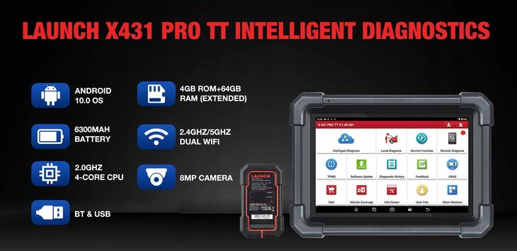 LAUNCH X431 PRO TT INTERFEJS DIAGNOSTYCZNY OBD2 PROFESJONALNY OBD j ...