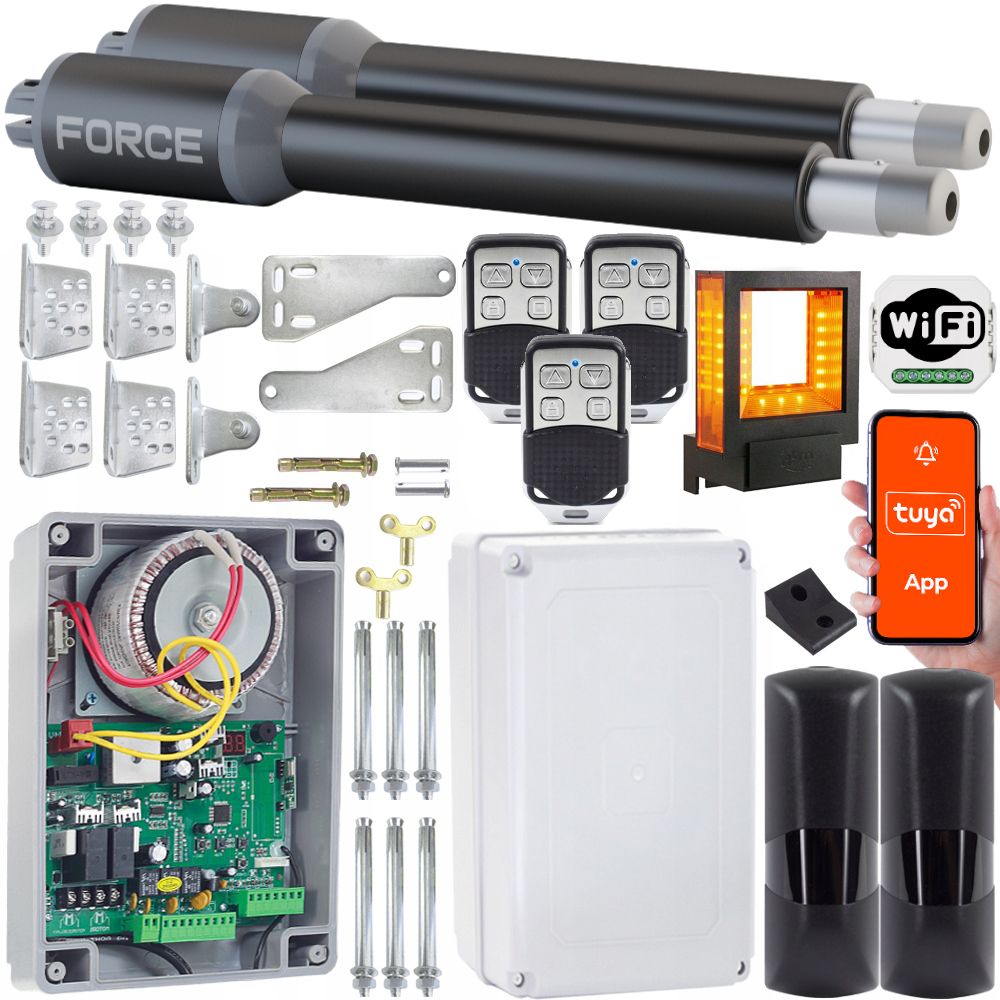 Zestaw do bramy dwuskrzydłowej FORCE SW200 2x2m 400 kg WiFI - ERLI.pl