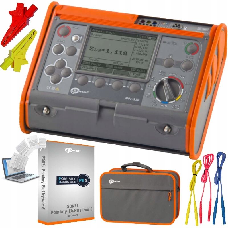 SONEL Zestaw Miernik Wielofunkcyjny Akcesoria MPI-520 + Program Sonel PE6 - ERLI.pl