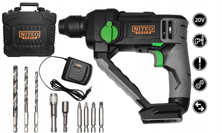WIERTARKA UDAROWA NITEO TOOLS AKUMULATOROWA 20V MAX - ERLI.pl