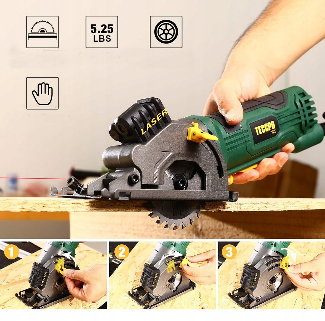 Piła Tarczowa Precyzyjna Ręczna TEPPCO 480 W + Laser - ERLI.pl