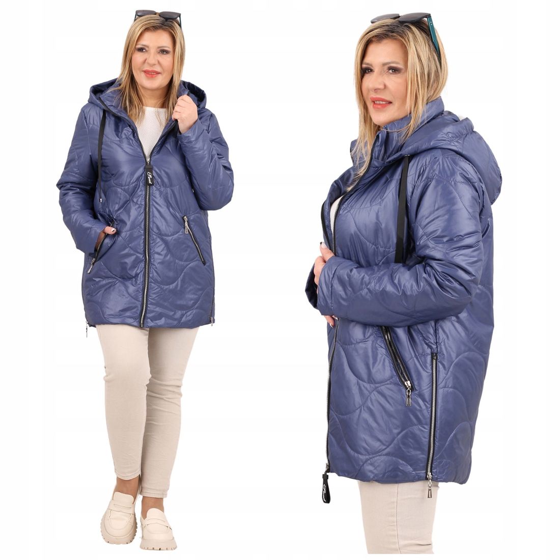 PIKOWANA KURTKA DAMSKA LEKKA PRZEJŚCIOWA Z KAPTUREM DUŻE ROZMIARY - ERLI.pl