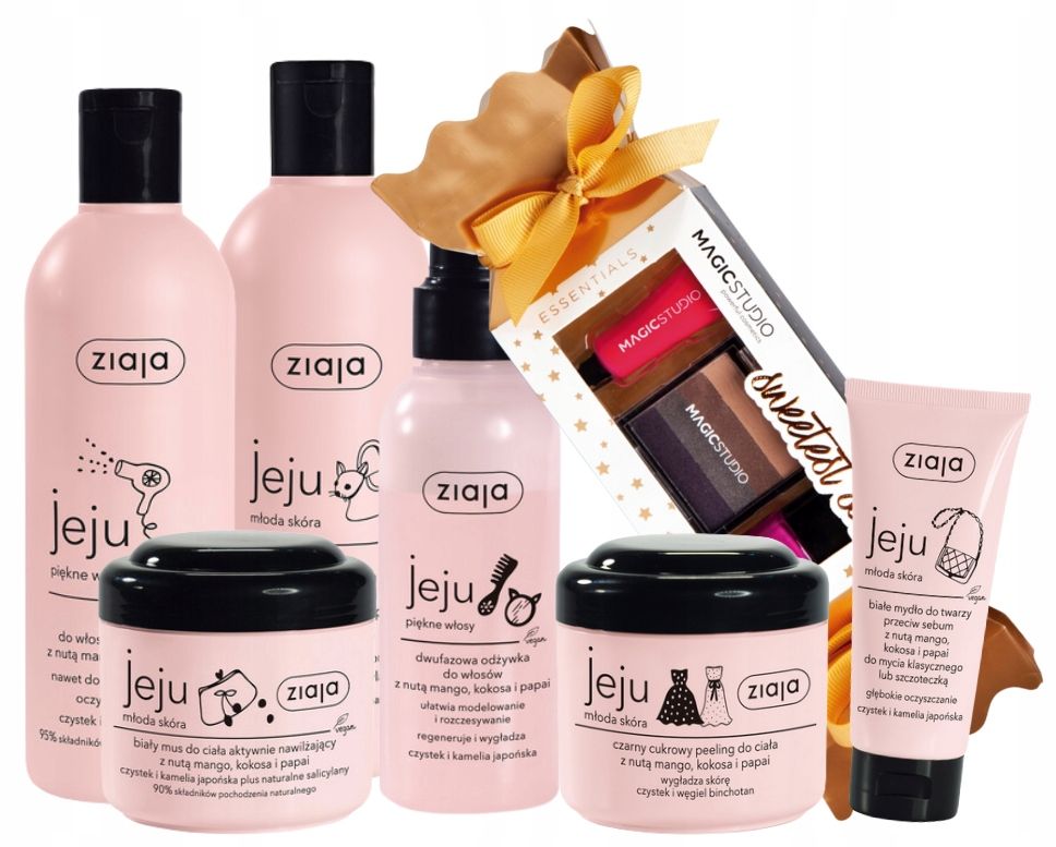 ZIAJA JEJU ZESTAW RÓŻOWY DO CIAŁA PREZENT DO PIELĘGNACJI MŁODEJ CERY ...
