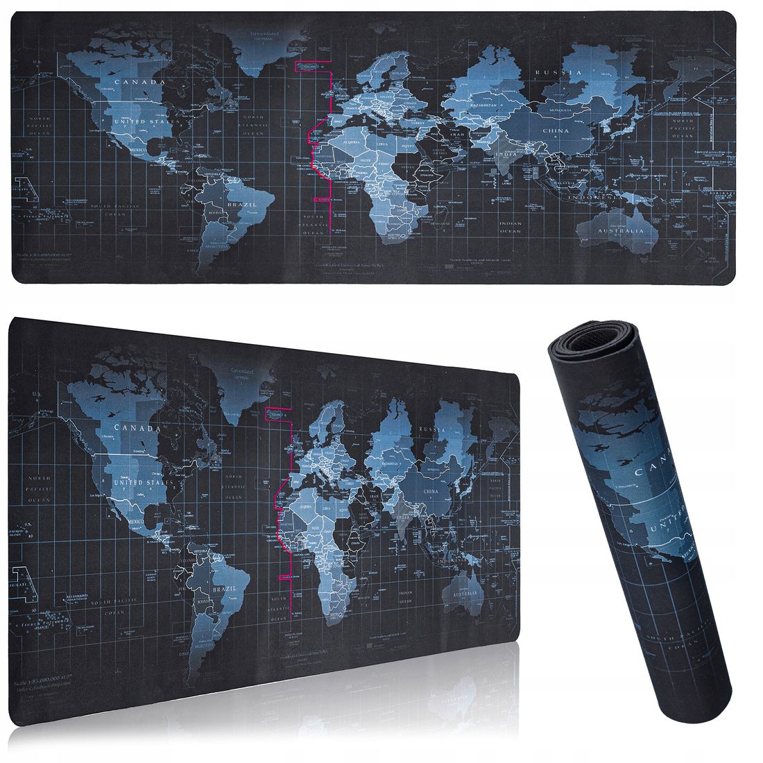 Podkładka pod myszkę klawiaturę duża 80x30 cm mapa świata mata na ... Podkładka pod myszkę klawiaturę duża 80x30 cm mapa świata mata na ...