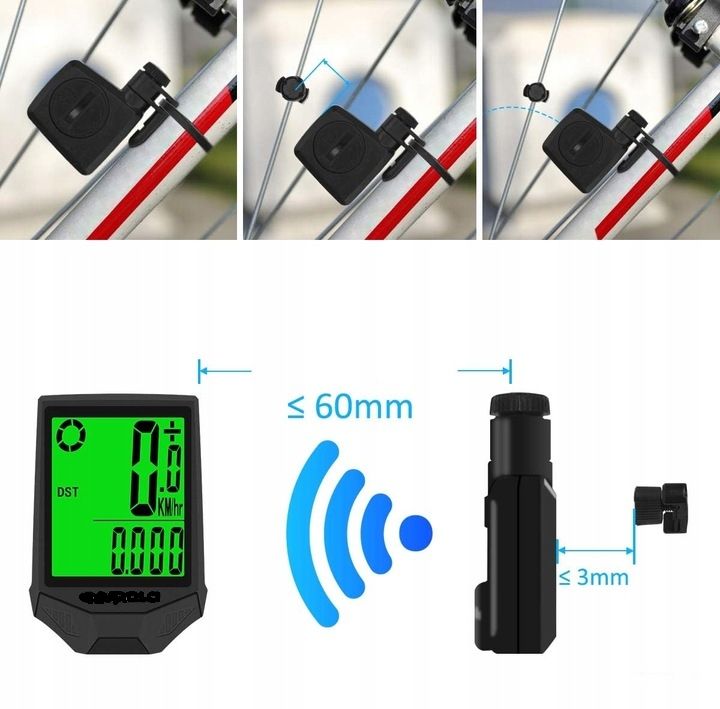 LICZNIK ROWEROWY Bezprzewodowy WYŚWIETLACZ LCD – 173154117 - ERLI.pl