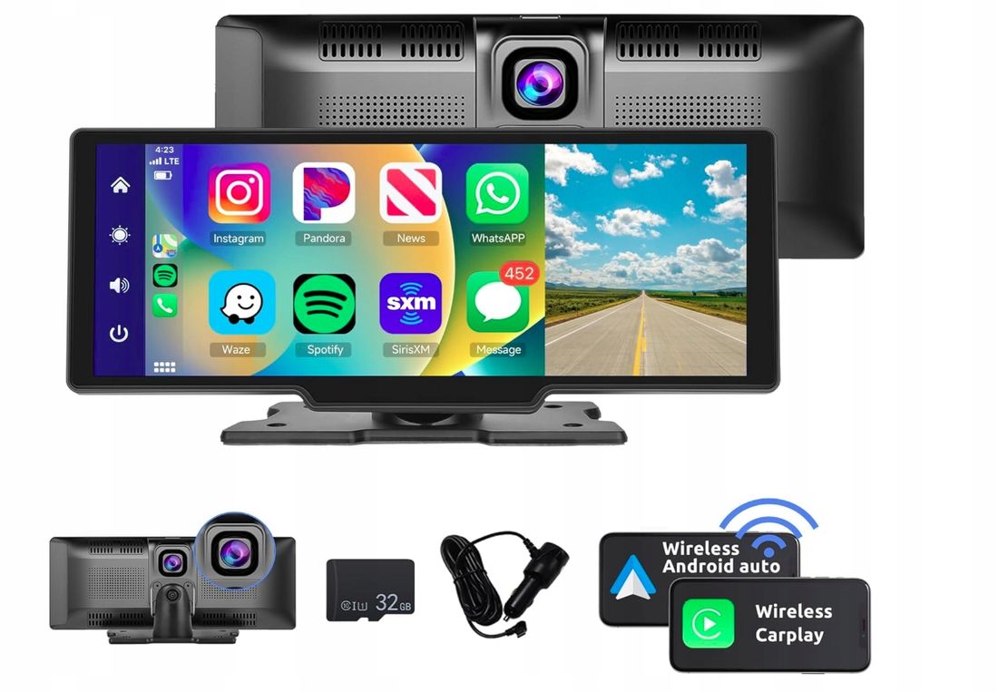 RADIO STACJA MULTIMEDIALNA MONITOR ANDROID AUTO APPLE CARPLAY DVR ...