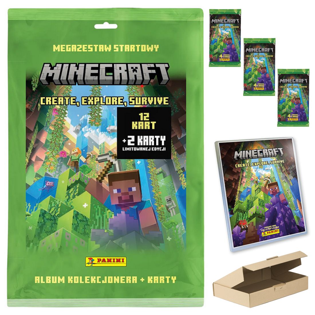 ALBUM NA KARTY MINECRAFT MEGAZESTAW STARTOWY PANINI CREATE EXPLORE ...
