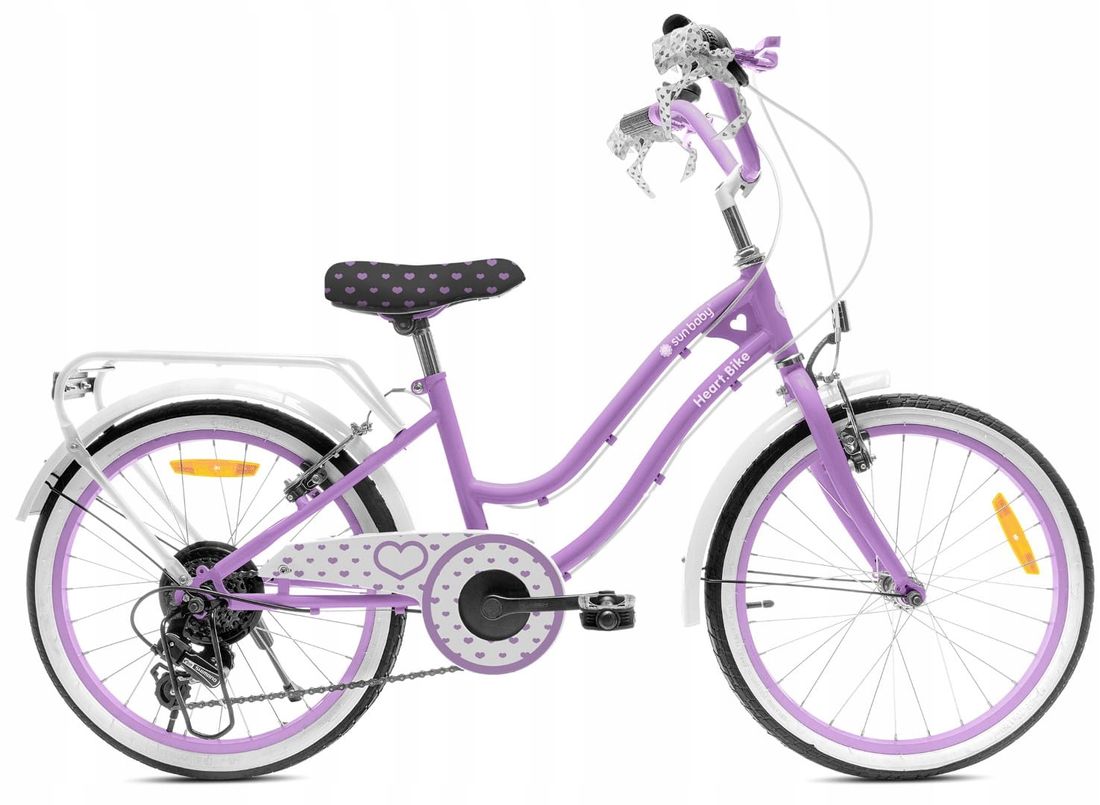 Rower dla dziewczynki 20 cali Shimano 6 biegów Heart Bike fioletowy ...