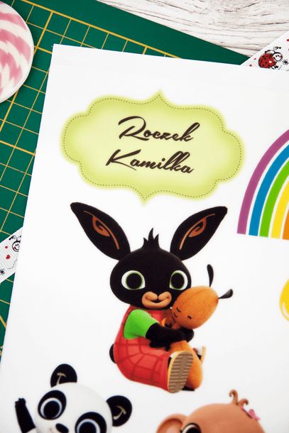 Wydruk Opłatek Na Tort Zestaw BING 8 El + GRATIS Tabliczka z Napisem ...