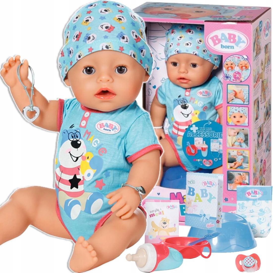 BABY BORN LALKA CHŁOPIEC INTERAKTYWNA MAGIC BOY 10 FUNKCJI 43cm 834992 ...
