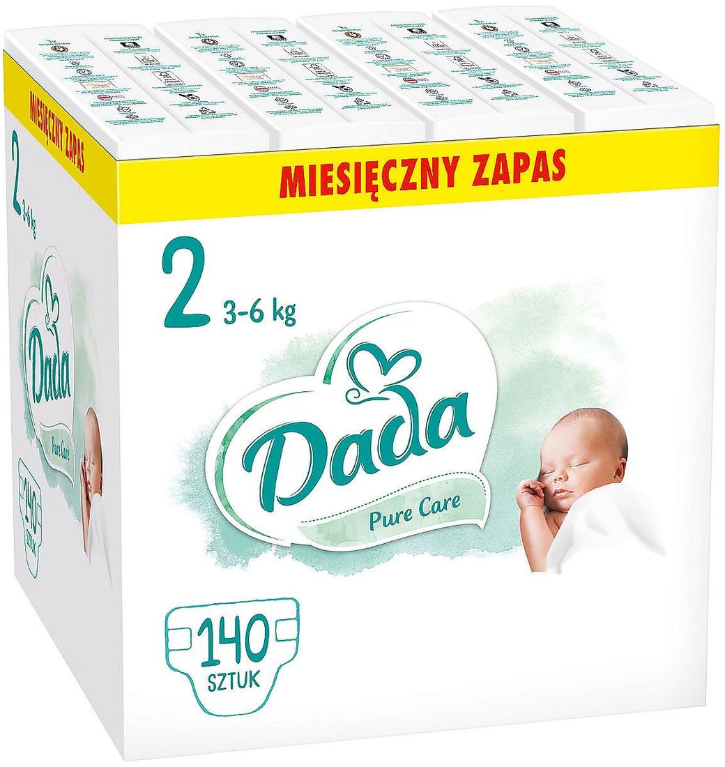 Pieluszki DADA Pure Care 2 MINI 3-6kg Pampersy 140 sztuk - ERLI.pl