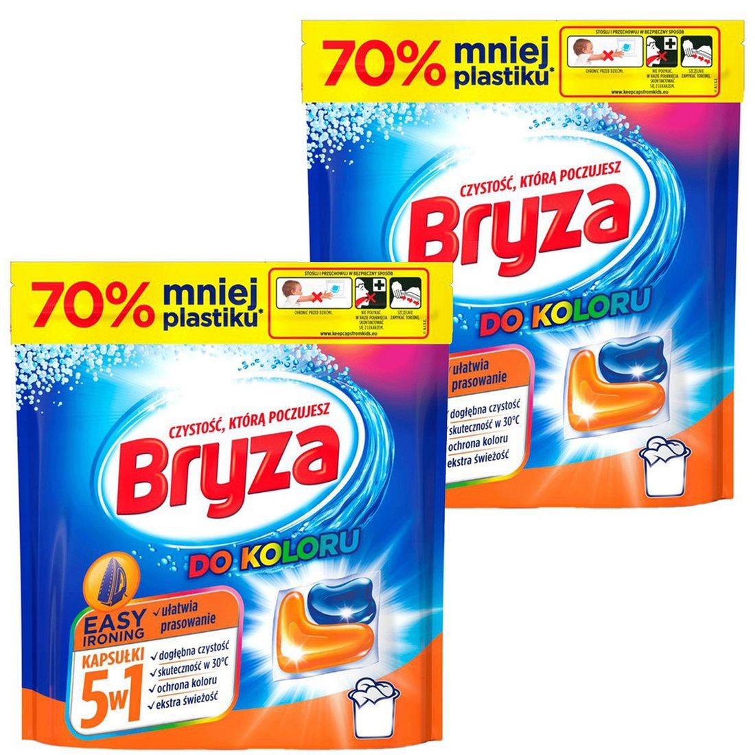 Bryza Kapsułki do Prania Ułatwiające Prasowanie 5w1 do Koloru 2x 28 ...