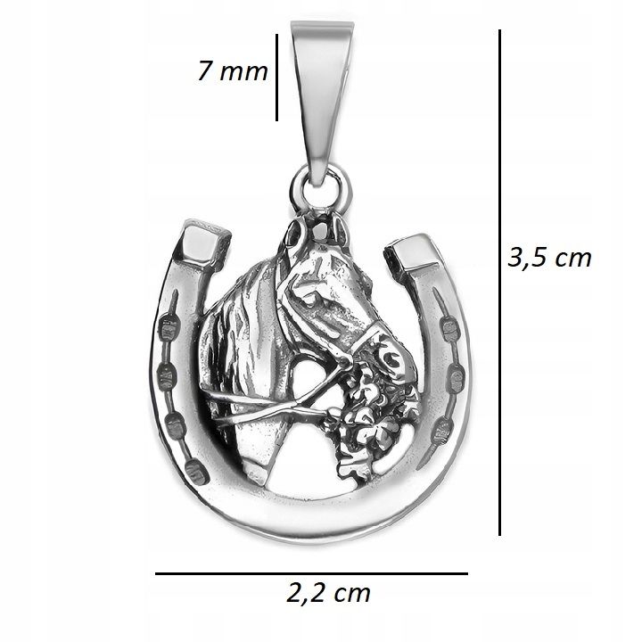 SREBRNA MĘSKA ZAWIESZKA WISIOREK KOŃ PODKOWA SREBRO PR. 925 NA PREZENT ...