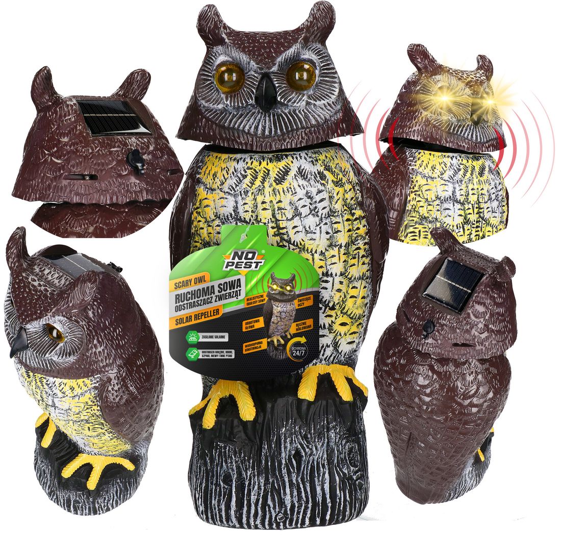 Ruchoma Sowa Solarna Makieta NO PEST na Ptaki Szpaki Odstraszacz ...