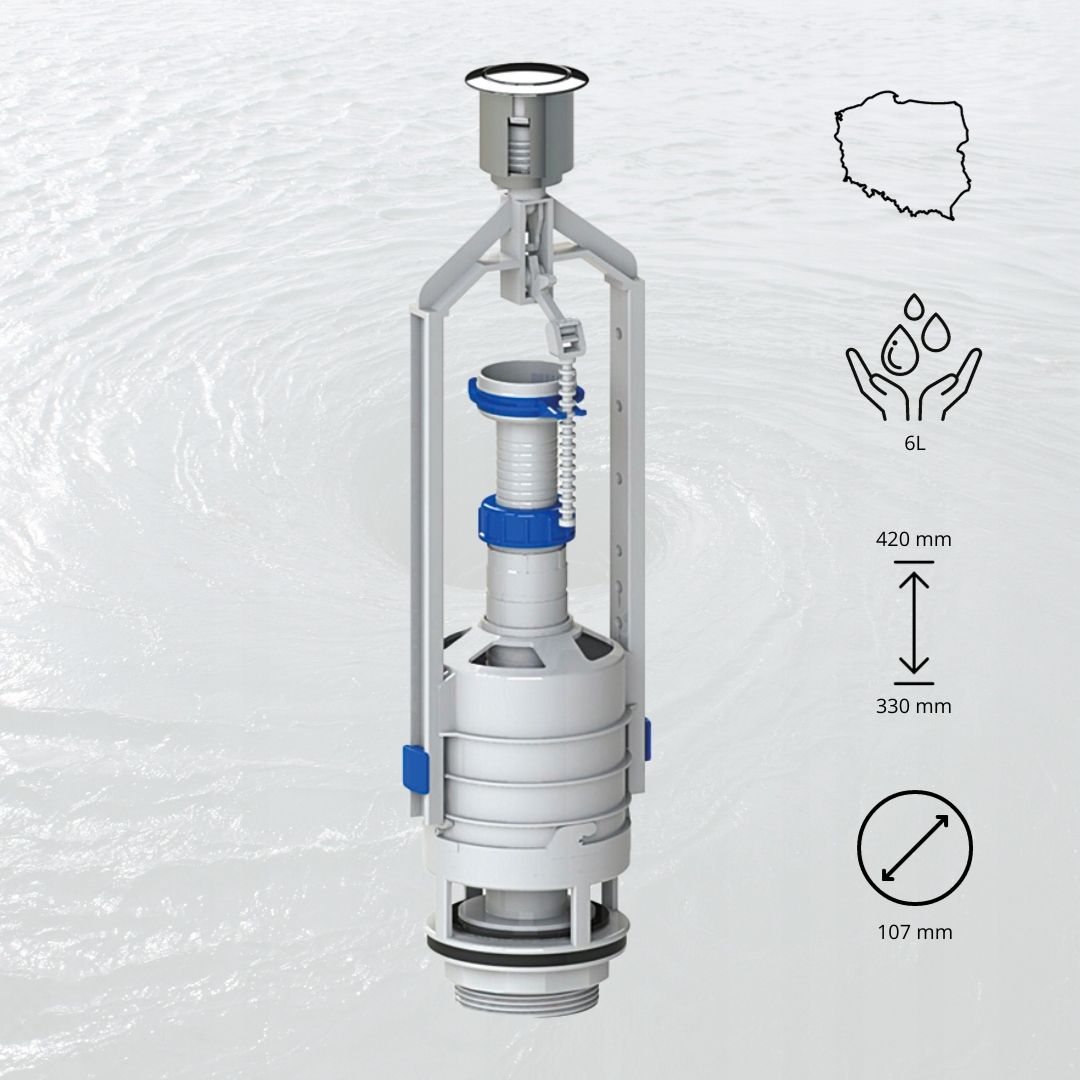 Zawór Spustowy Spłuczki + zestaw naprawczy UNIWERSALNY do WC cersanit koło – 174873162 - ERLI.pl