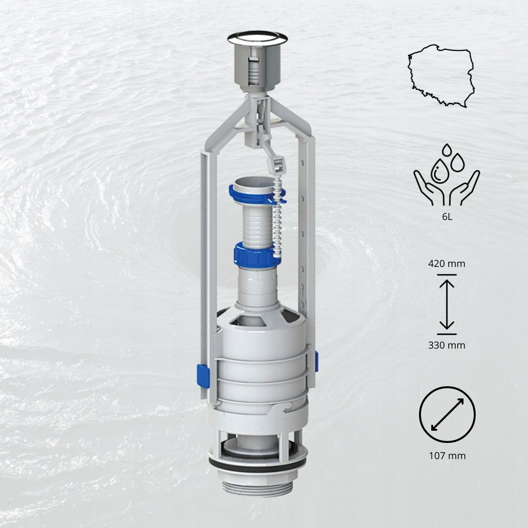 Spłuczka Do WC zawór spustowy uniwersalny z przyciskiem start stop - ERLI.pl