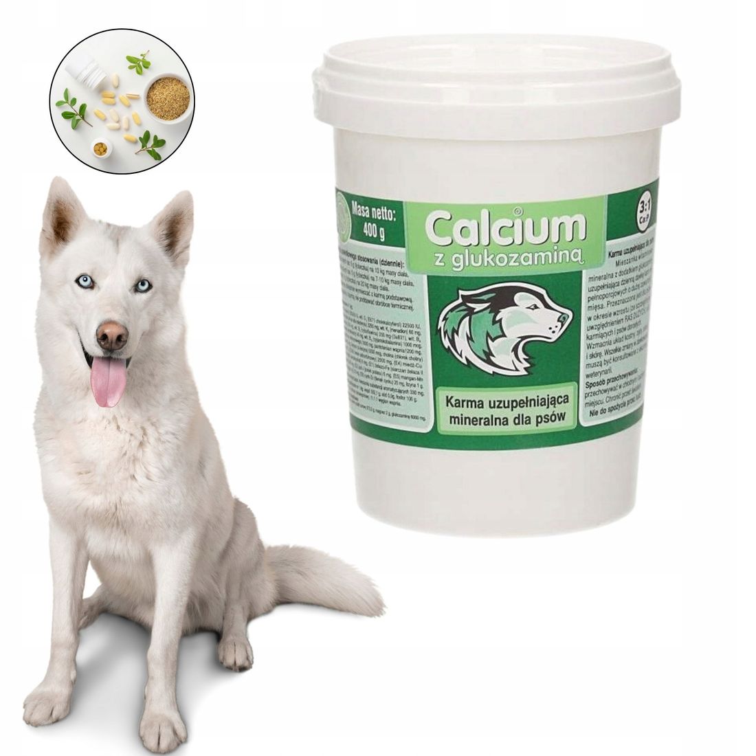Calcium glukozamina dla psa wapno proszek witaminy minerały Can-Vit ...