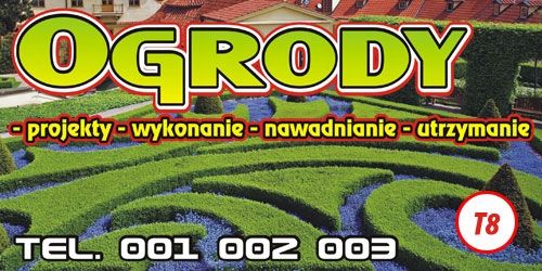 Baner reklamowy 2x1 - Ogrody - Projekt Gratis – 175360272 - ERLI.pl Baner reklamowy 2x1 - Ogrody - Projekt Gratis – 175360272 - ERLI.pl