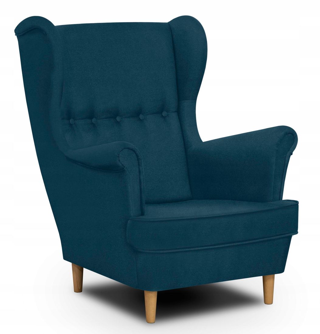 Fotel uszak wygodny skandynawski MALMER granatowy – 254560017 - ERLI.pl