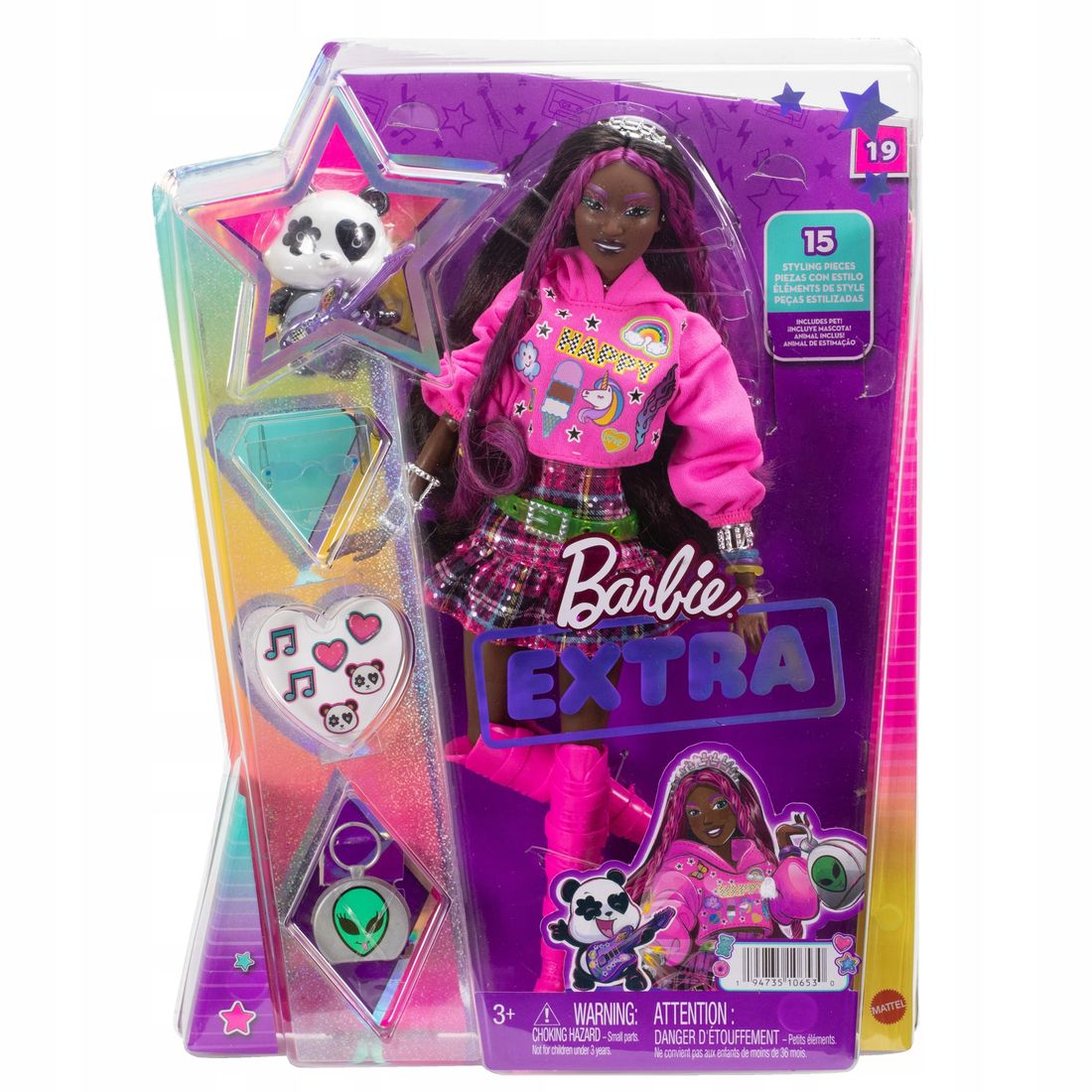 LALKA BARBIE EXTRA 19 w stroju pop punk + PANDA – 175492640 - ERLI.pl