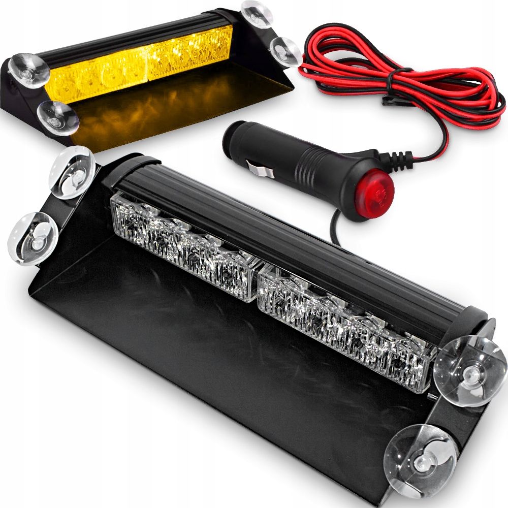 STROBOSKOPY POMARAŃCZOWE LAMPY OSTRZEGAWCZE NA SZYBĘ STROBOSKOP PRZYSSAWKA - ERLI.pl