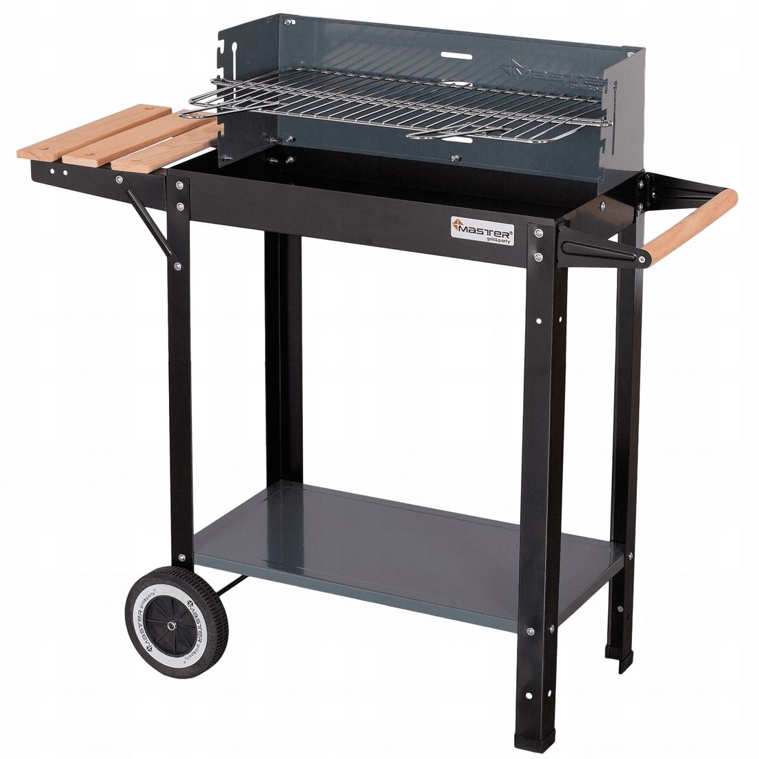Grill ogrodowy węglowy z półkami na kółkach praktyczny - ERLI.pl