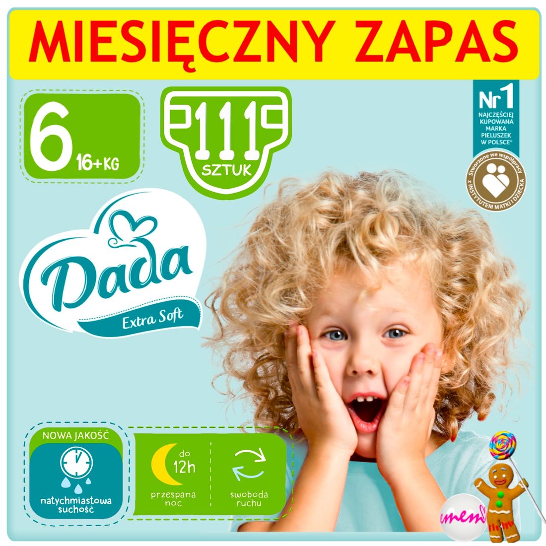 111x PIELUSZKI 6 DADA EXTRA SOFT XL 16+KG PAMPERSY - ERLI.pl