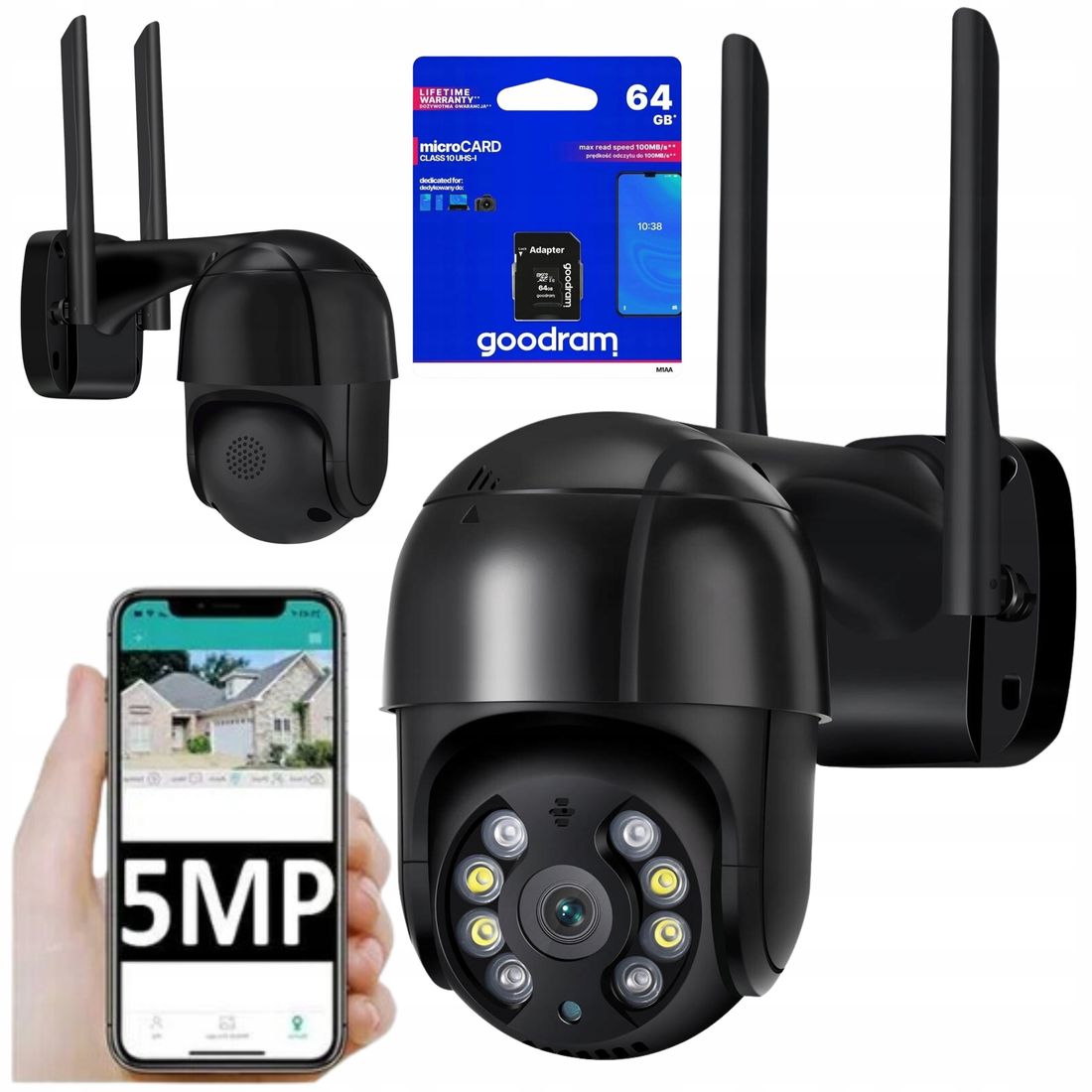 KAMERA ZEWNĘTRZNA OBROTOWA IP WiFi ZOOM 5MP CZARNA - ERLI.pl KAMERA ZEWNĘTRZNA OBROTOWA IP WiFi ZOOM 5MP CZARNA - ERLI.pl