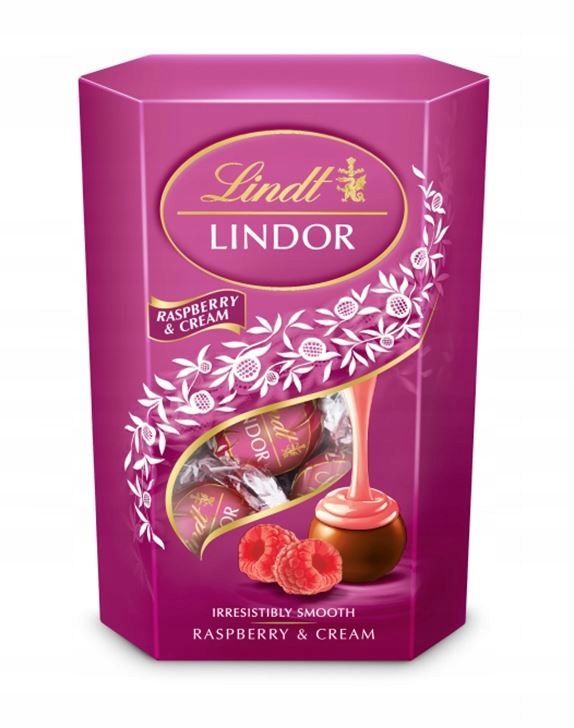 Lindt Lindor Praliny cukierki Raspberry Cream Cornet malinowy krem 200 ...