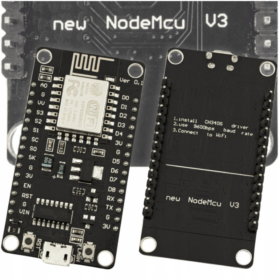 ESP8266 Moduł WiFi NodeMCU V3 CH340 dla Arduino – 145651587 - ERLI.pl