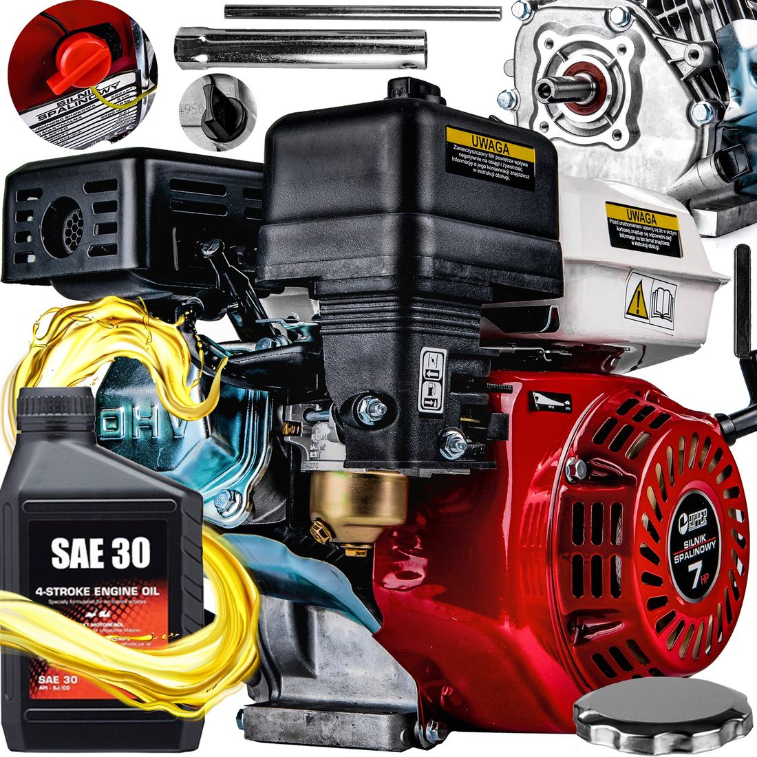 SILNIK SPALINOWY 7KM GX160 OHV WAŁEK 20MM OLEJ - ERLI.pl