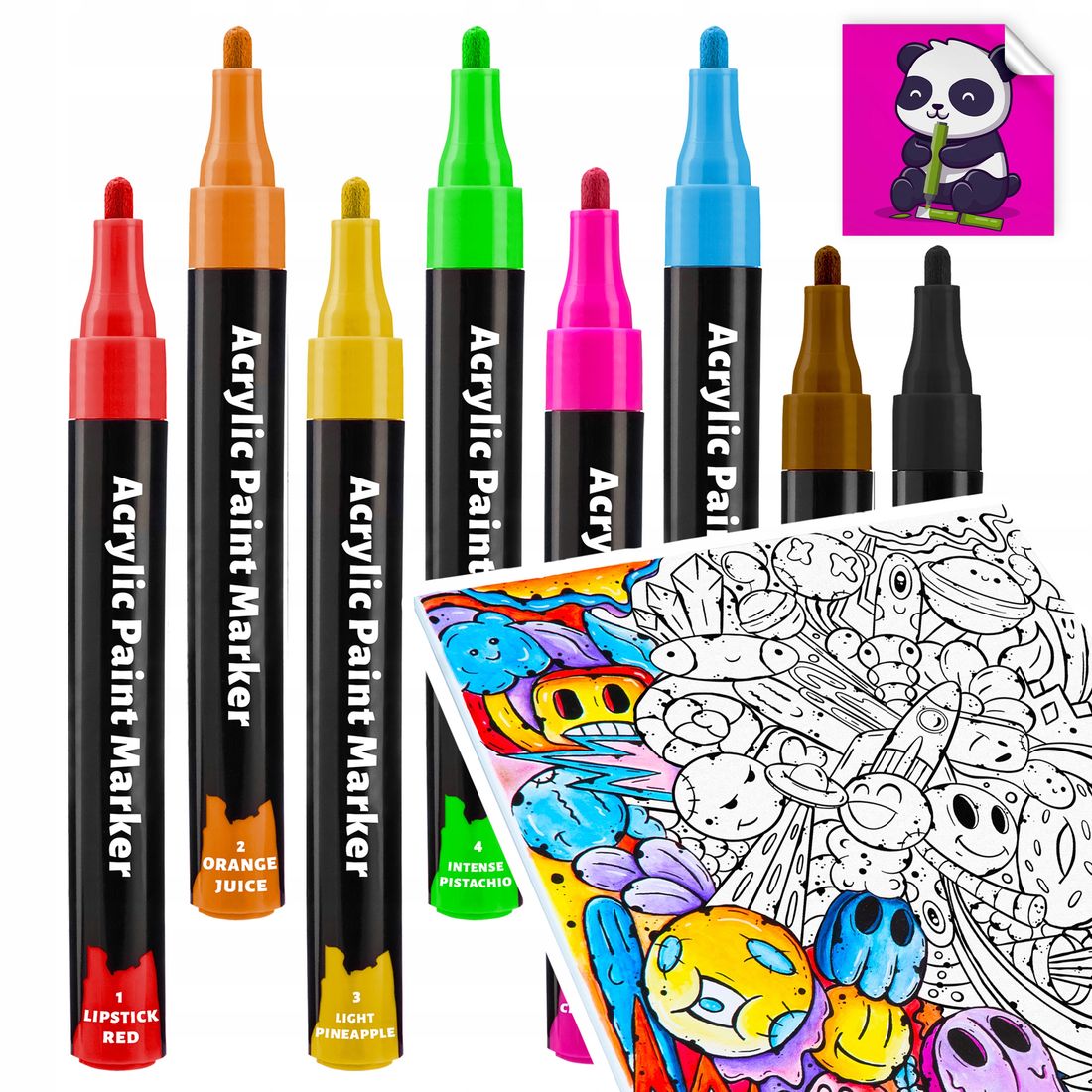 Markery z farbą akrylowe ARTYSTYCZNE dekoracyjne mazaki do rysowania 8 ...