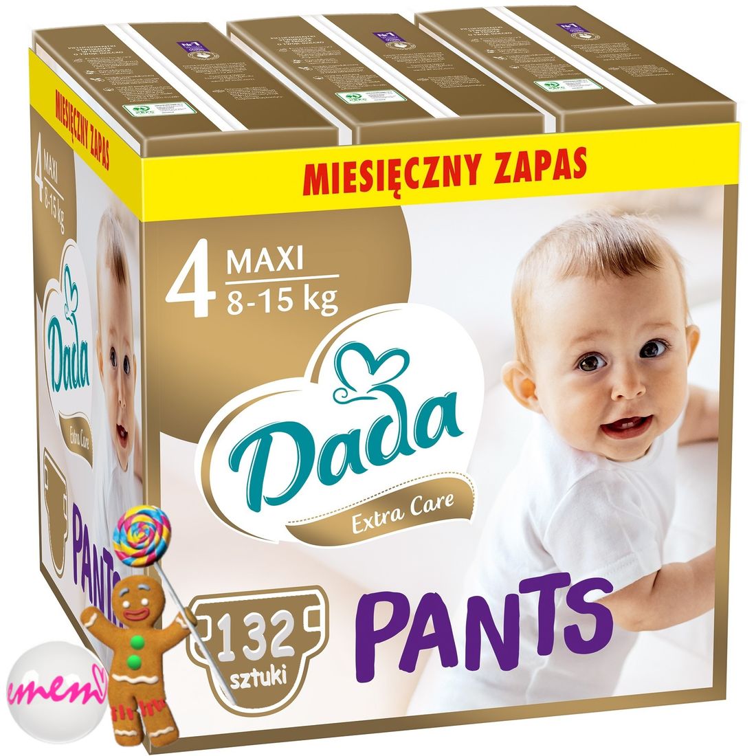 Pieluchomajtki DADA Extra Care Pants 4 MAXI 132 szt. 8-15kg PANTSY 3x ...