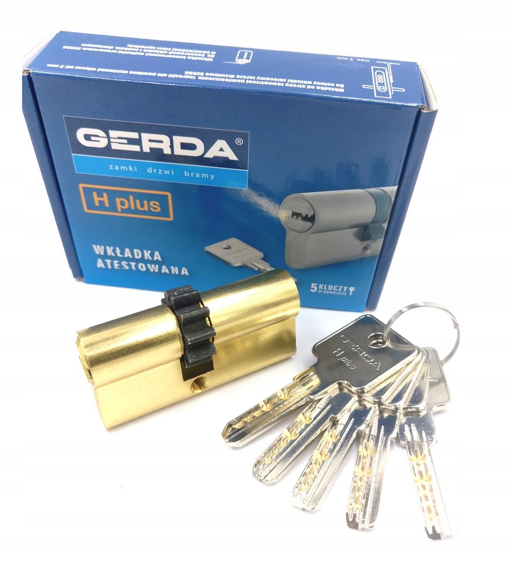 Wkładka GERDA nawiercana H-PLUS 30/40 z zębatką mosiądz + 5 kluczy - ERLI.pl