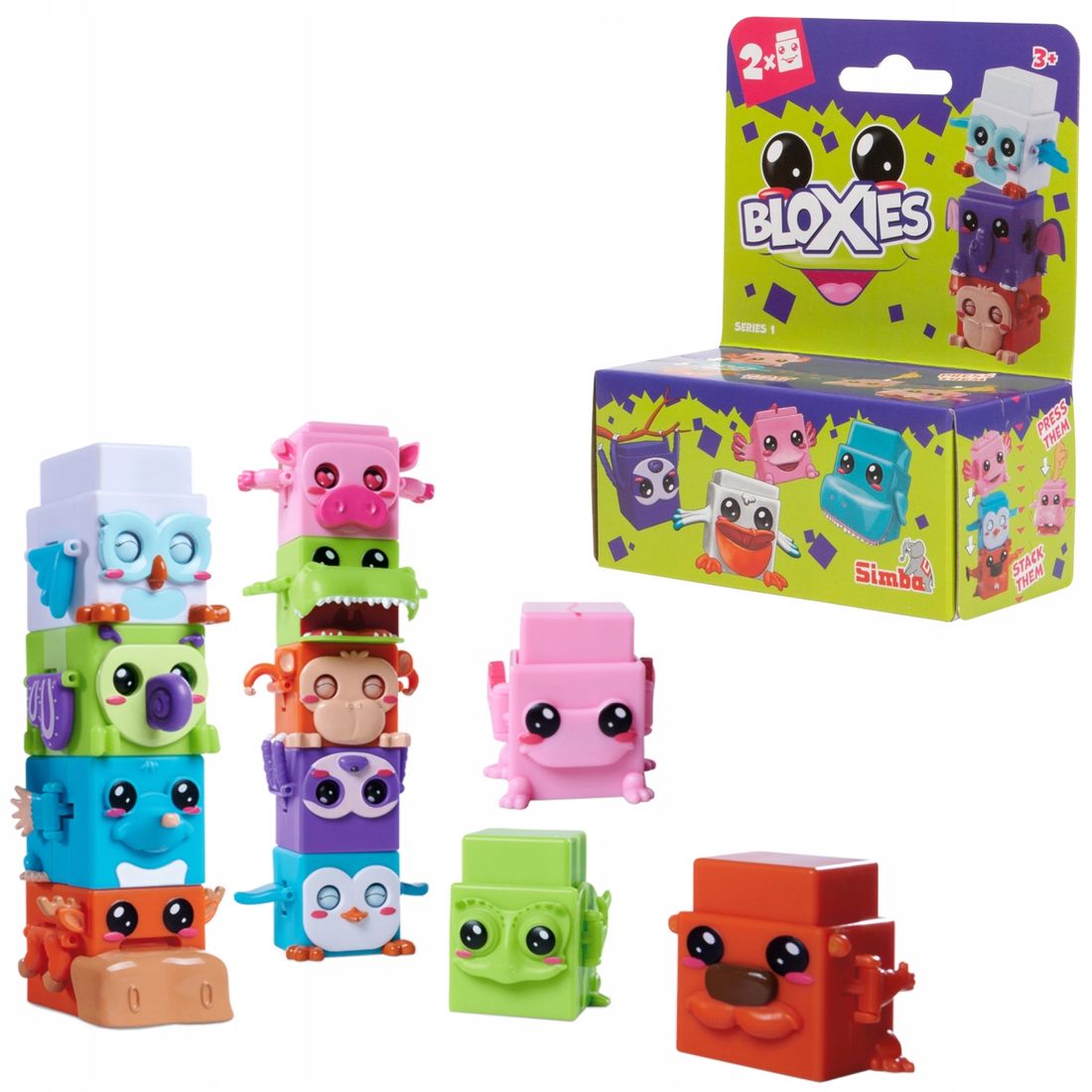 BLOXIES FIGURKI Z RUCHOMYMI ELEMENTAMI KLOCKI ZABAWKA NIESPODZIANKA ...