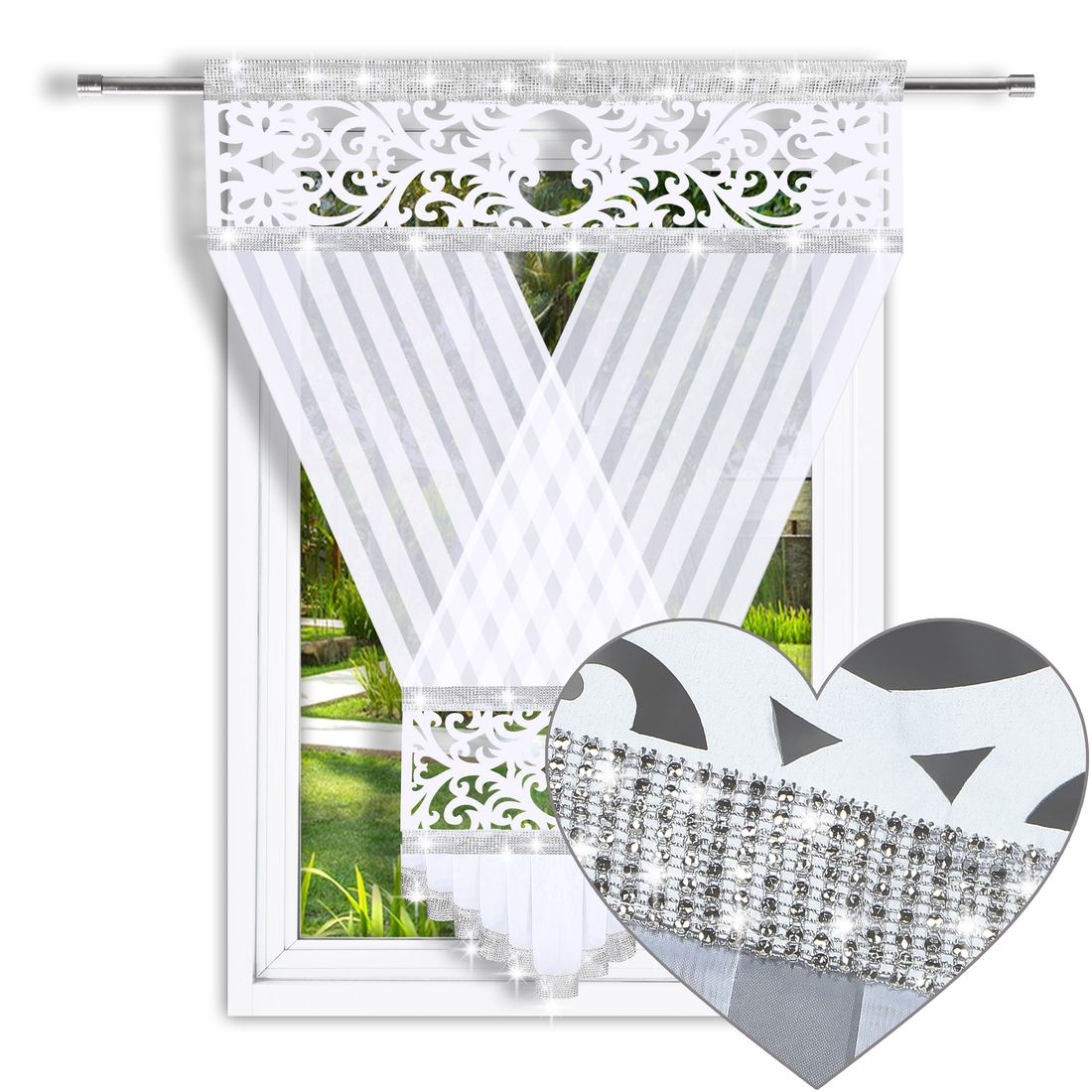 PANEL DEKORACYJNY VKA AŻUROWY OKIENNY Z CYRKONIAMI - ERLI.pl