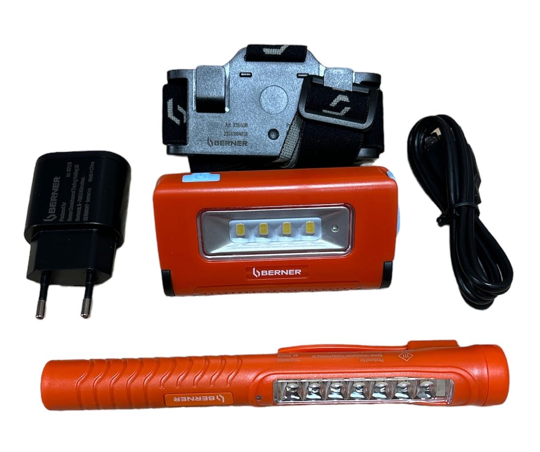 BERNER ZESTAW LATARKA CZOŁOWA + PEN LIGHT + ŁADOWARKA – 6492973 - ERLI.pl