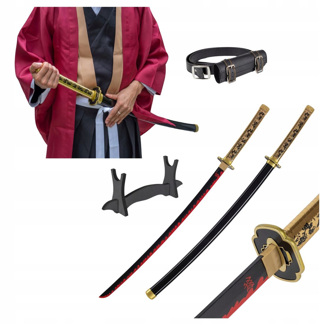 MIECZ DREW KATANA WYTRZYMAŁA COSPLAY DEMON SLAYER YORIICHI TSUGIKU ...