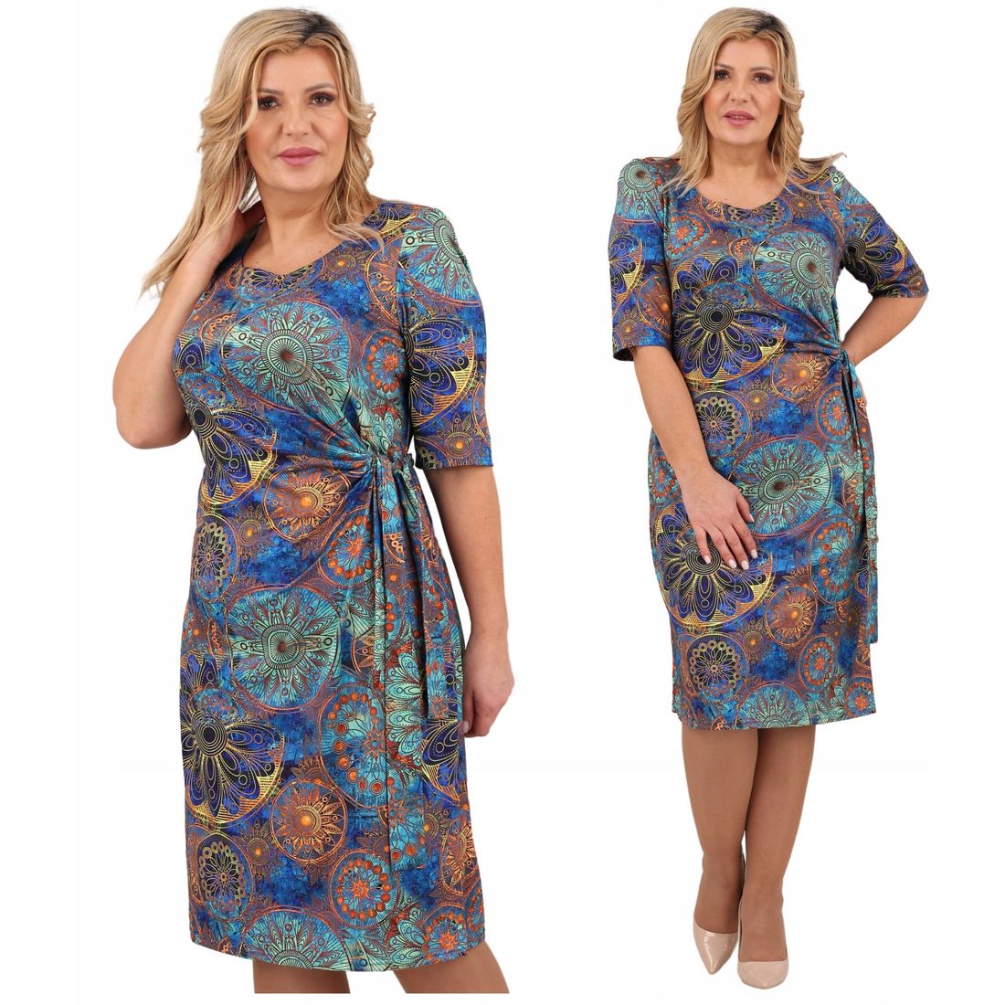 ELEGANCKA SUKIENKA ELASTYCZNA DUŻE ROZMIARY POLSKI PRODUCENT WIĄZANA ...