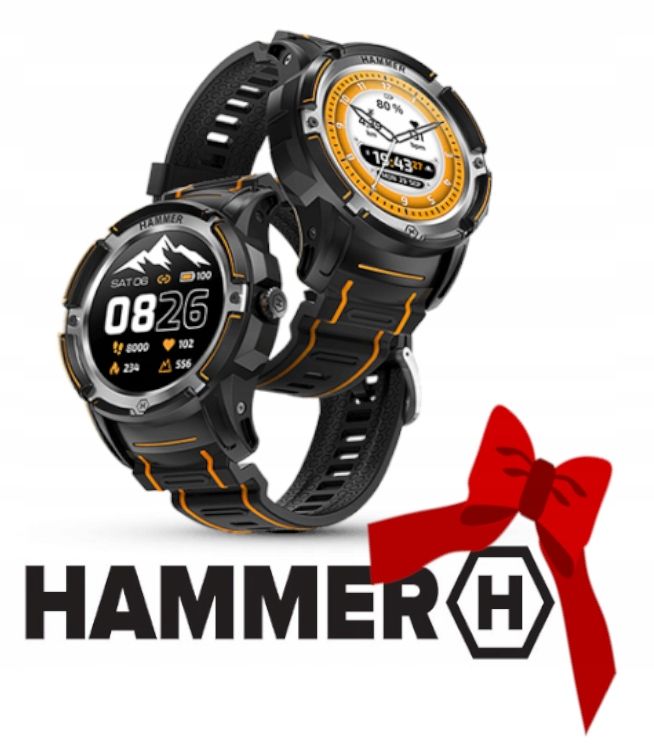 Twardy i Wytrzymały Smartwatch HAMMER Watch Plus + Prezent/Gratis ...